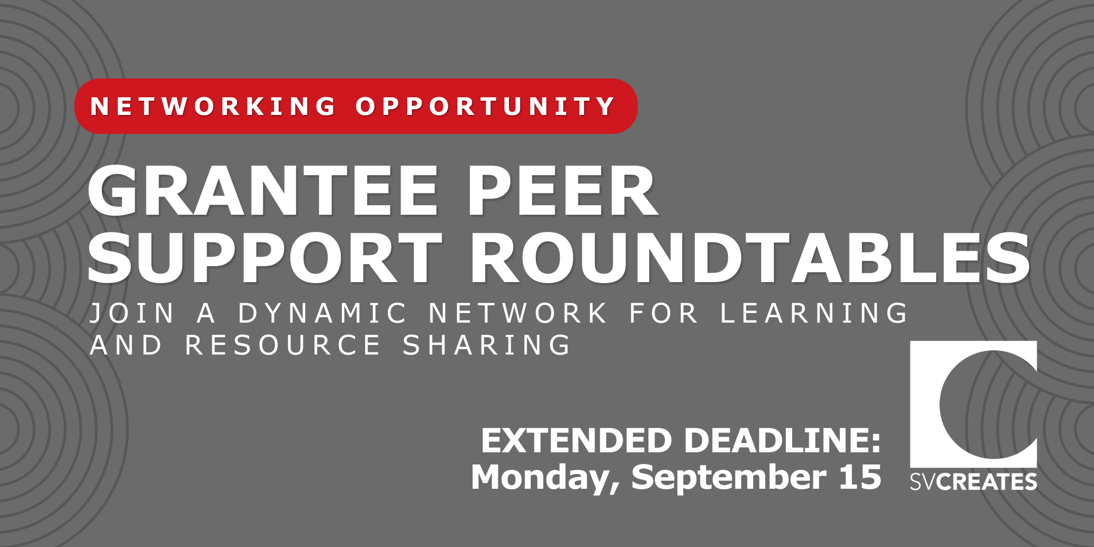 Peer Support Roundtables Sign up by September 15 - SVCREATES